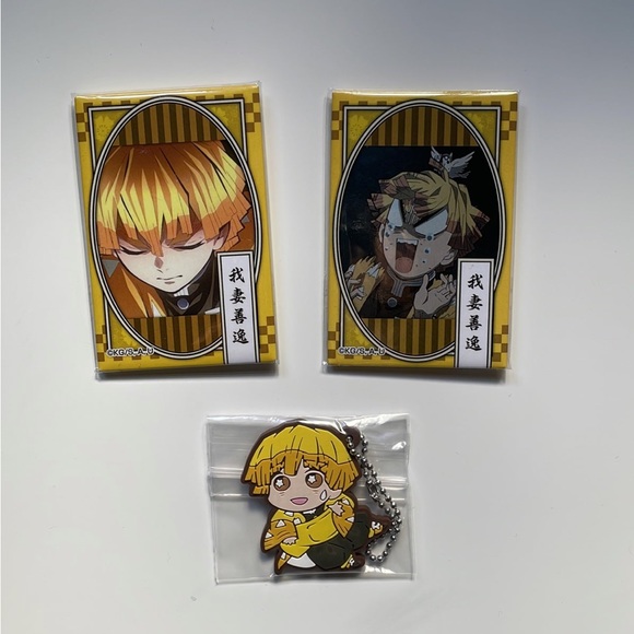 Manga | Art | Demon Slayer Zenitsu Keychain And Buttons | Poshmark